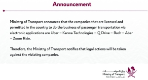 MoT lists licensed applications for passenger transportation - Gulf Times