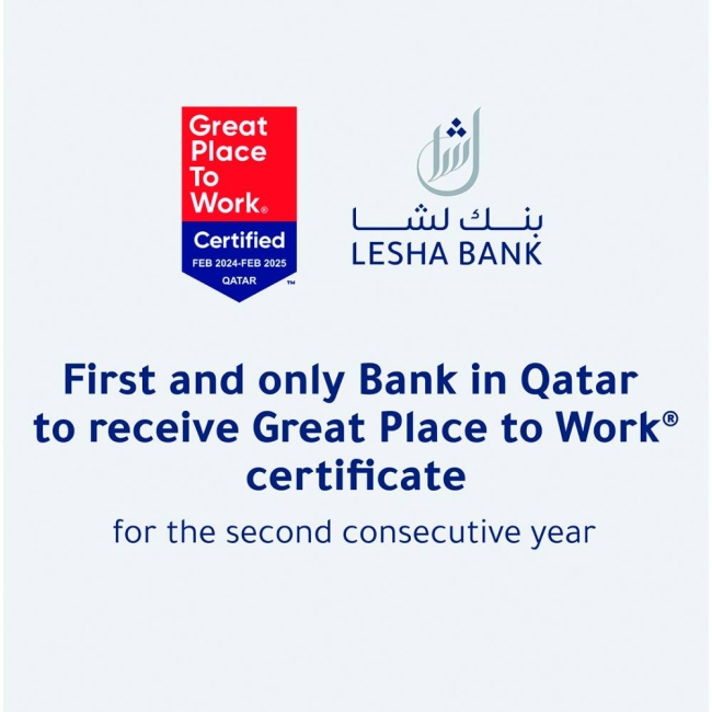 Lesha Bank receives ‘Great Place to Work’ certification for second ...