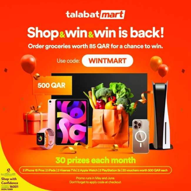 talabat Mart relaunches 'Shop & Win & Win' - Gulf Times