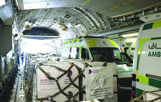 Another Qatari aid plane arrives in Damascus through air bridge - Gulf ...