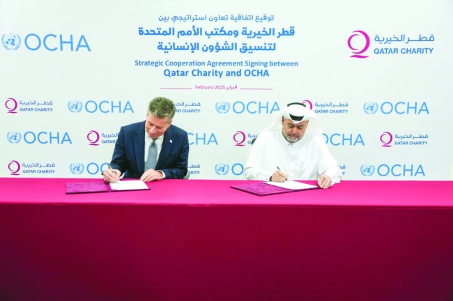 Qatar Charity signs agreement with OCHA - Gulf Times