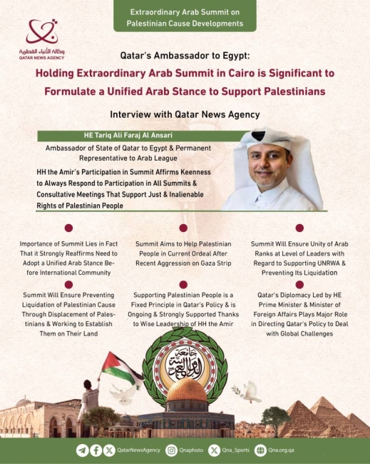 Holding extraordinary Arab Summit in Cairo significant to formulate ...