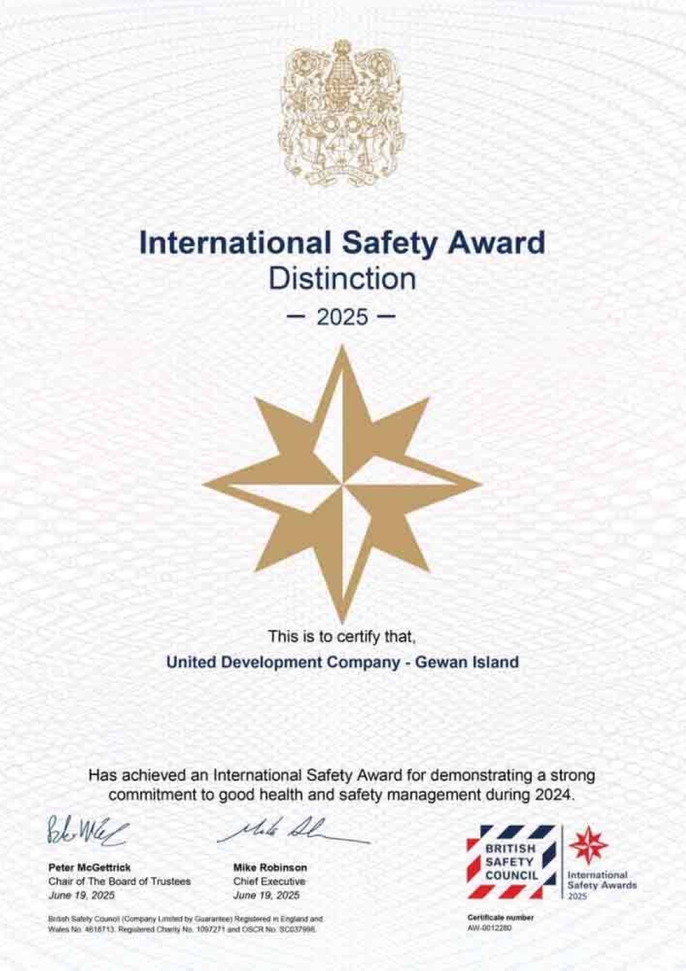 UDC bags two accolades at 2025 International Safety Awards - Gulf Times