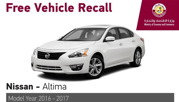 MEC recalls Nissan Altima 2016, 2017 models - Gulf Times