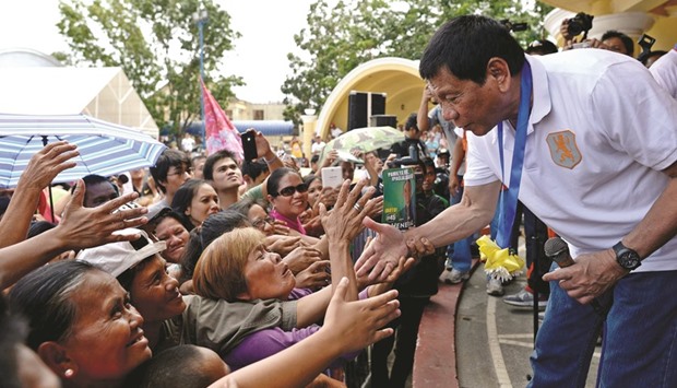 Tough-talking Duterte surges ahead in new poll - Gulf Times