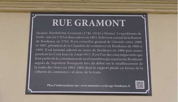 Bordeaux adds info plaques to slave trader street names - Gulf Times