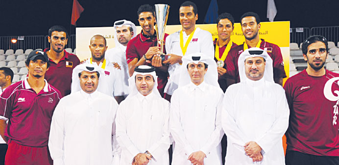 Qatari players celebrate victory - Gulf Times
